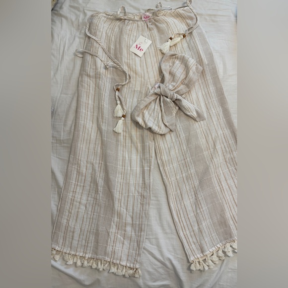 ohm boutique | Pants & Jumpsuits | Ohm Boutique Cream Overalls Tube Top ...